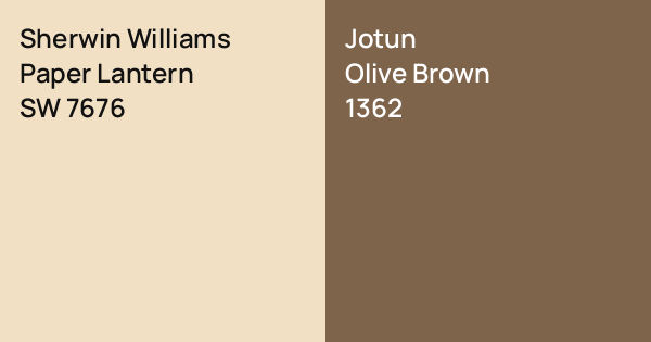 Sherwin Williams Paper Lantern vs. Jotun Olive Brown comparison