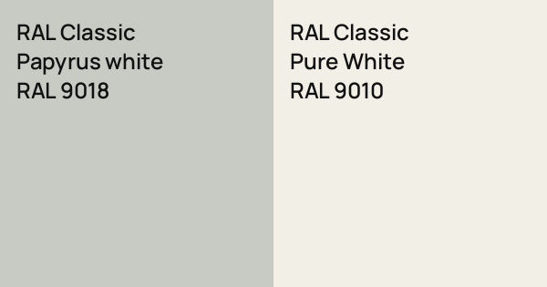 RAL Classic Papyrus white vs. RAL Classic Pure White comparison