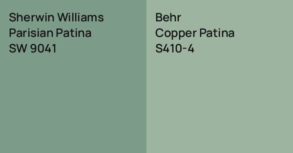Sherwin Williams Parisian Patina vs. Behr Copper Patina comparison