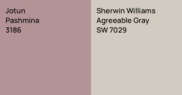 Jotun Pashmina vs. Sherwin Williams Agreeable Gray comparison