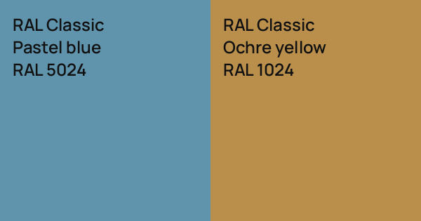RAL Classic Pastel blue vs. RAL Classic Ochre yellow comparison