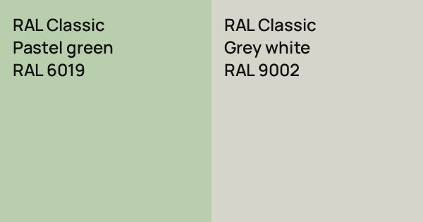 RAL Classic Pastel green vs. RAL Classic Grey white comparison