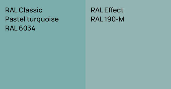 RAL Classic Pastel turquoise vs. RAL Effect RAL 190-M comparison