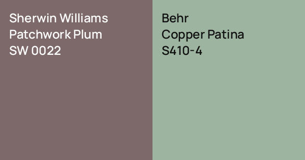 Sherwin Williams Patchwork Plum vs. Behr Copper Patina comparison