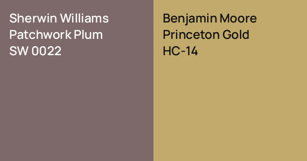 Sherwin Williams Patchwork Plum vs. Benjamin Moore Princeton Gold ...