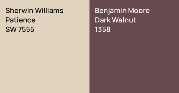 Sherwin Williams Patience vs. Benjamin Moore Dark Walnut comparison