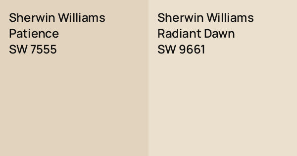 Sherwin Williams Patience vs. Sherwin Williams Radiant Dawn comparison