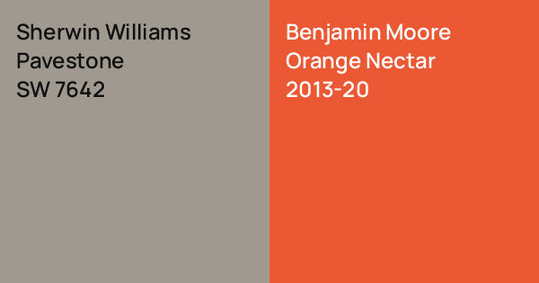 Sherwin Williams Pavestone vs. Benjamin Moore Orange Nectar comparison