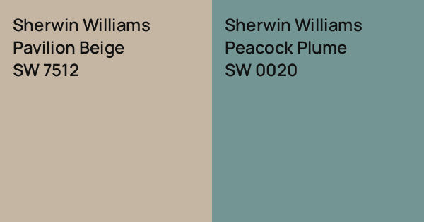 Sherwin Williams Pavilion Beige vs. Sherwin Williams Peacock Plume ...
