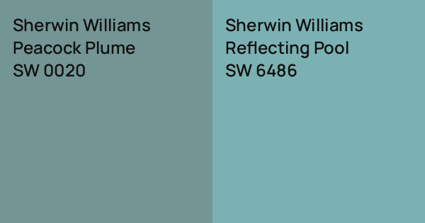 Sherwin Williams Peacock Plume vs. Sherwin Williams Reflecting Pool ...