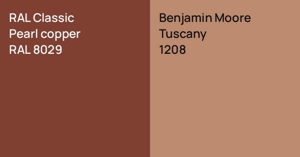 RAL Classic Pearl copper vs. Benjamin Moore Tuscany comparison