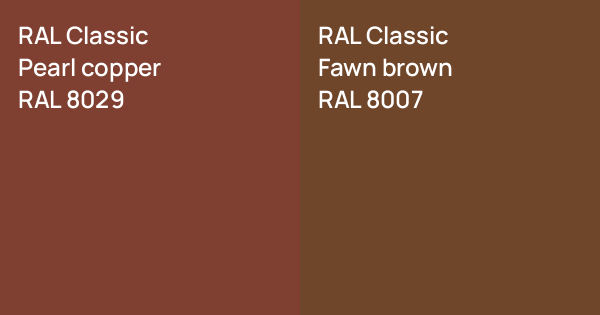 RAL Classic Pearl copper vs. RAL Classic Fawn brown comparison