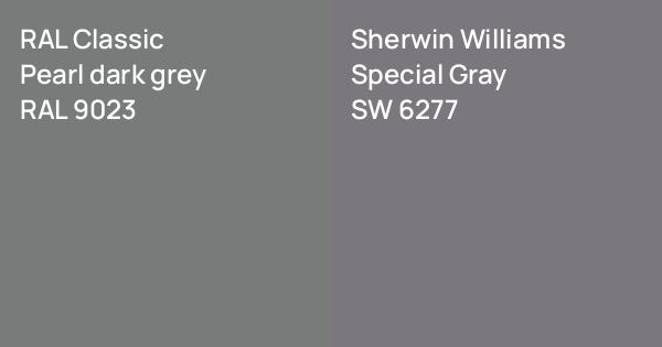 RAL Classic Pearl dark grey vs. Sherwin Williams Special Gray comparison