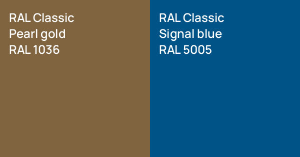 RAL Classic Pearl gold vs. RAL Classic Signal blue comparison