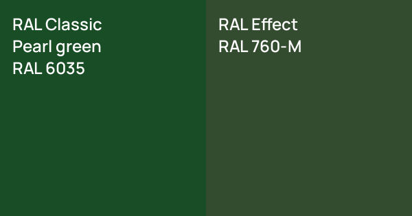 RAL Classic Pearl green vs. RAL Effect RAL 760-M comparison