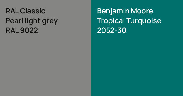 RAL Classic Pearl light grey vs. Benjamin Moore Tropical Turquoise ...