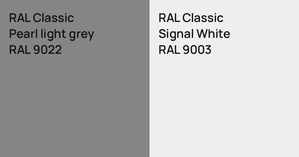 RAL Classic Pearl light grey vs. RAL Classic Signal White comparison