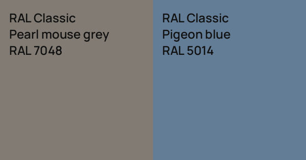 RAL Classic Pearl mouse grey vs. RAL Classic Pigeon blue comparison