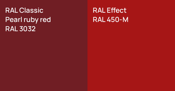 RAL Classic Pearl ruby red vs. RAL Effect RAL 450-M comparison