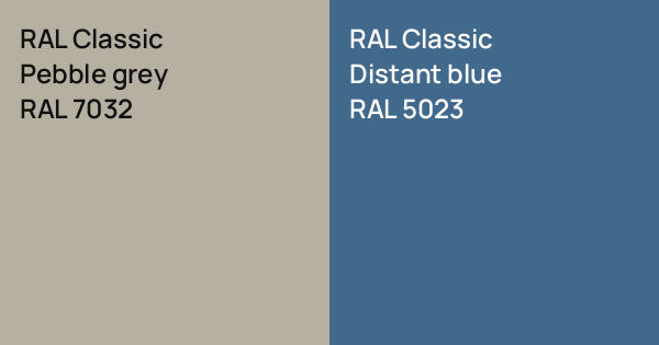 RAL Classic Pebble grey vs. RAL Classic Distant blue comparison