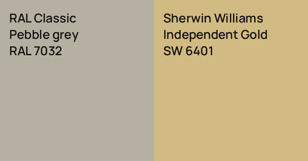 RAL Classic Pebble grey vs. Sherwin Williams Independent Gold comparison