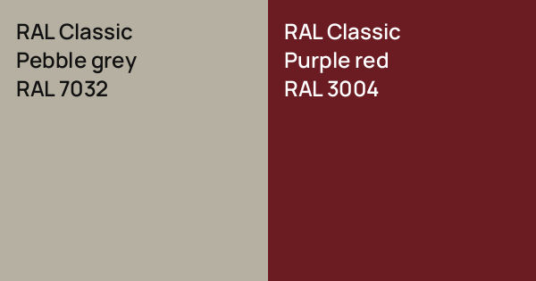 RAL Classic Pebble grey vs. RAL Classic Purple red comparison
