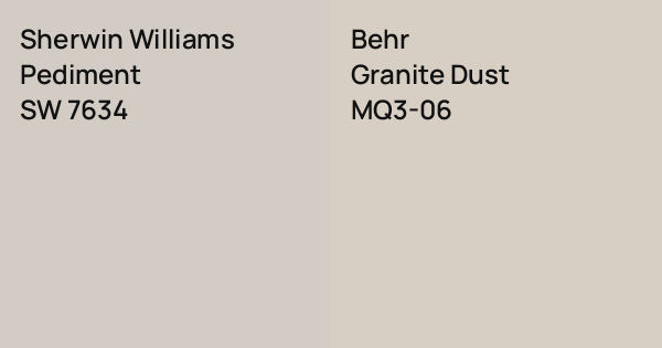 Sherwin Williams Pediment vs. Behr Granite Dust comparison