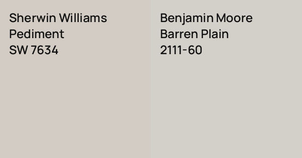 Sherwin Williams Pediment vs. Benjamin Moore Barren Plain comparison