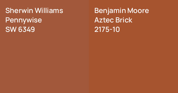 Sherwin Williams Pennywise vs. Benjamin Moore Aztec Brick comparison