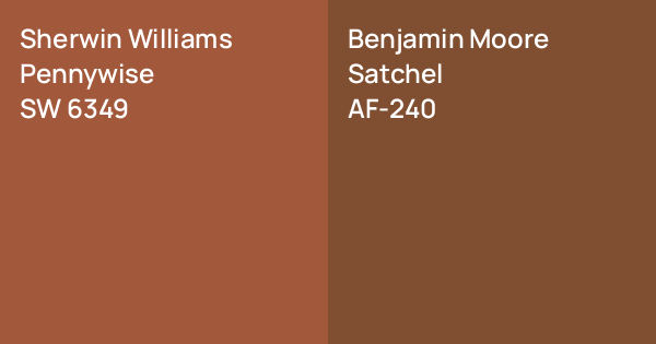 Sherwin Williams Pennywise vs. Benjamin Moore Satchel comparison