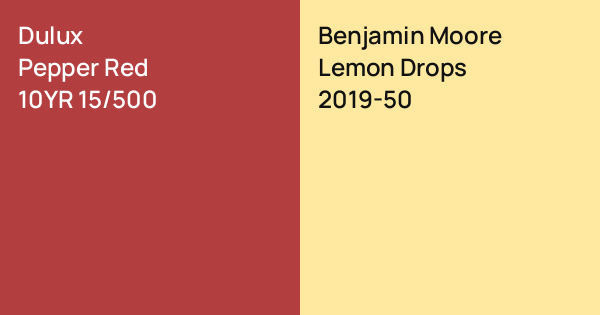 Dulux Pepper Red vs. Benjamin Moore Lemon Drops comparison