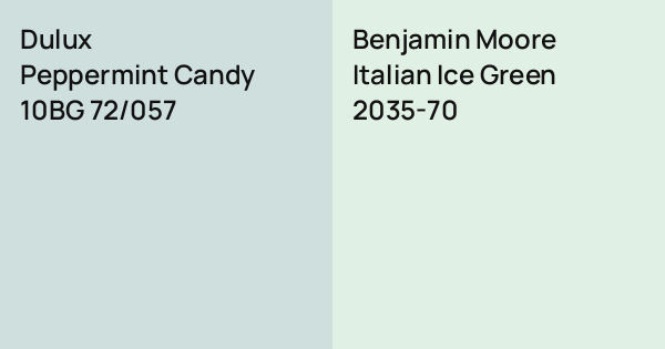 Dulux Peppermint Candy vs. Benjamin Moore Italian Ice Green comparison