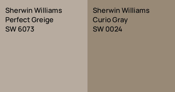 Sherwin Williams Perfect Greige vs. Sherwin Williams Curio Gray comparison