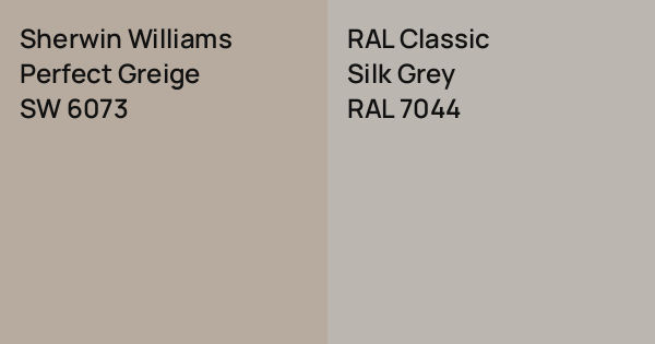 Sherwin Williams Perfect Greige vs. RAL Classic Silk Grey comparison