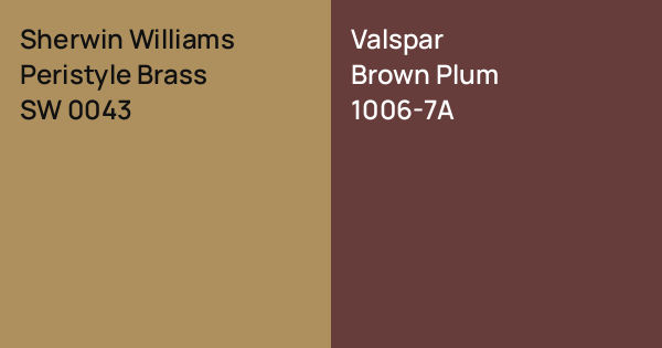 Sherwin Williams Peristyle Brass vs. Valspar Brown Plum comparison