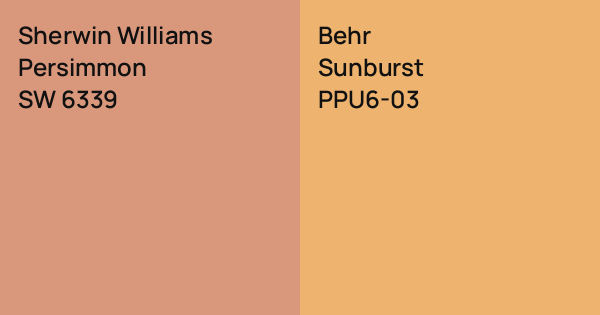Sherwin Williams Persimmon vs. Behr Sunburst comparison