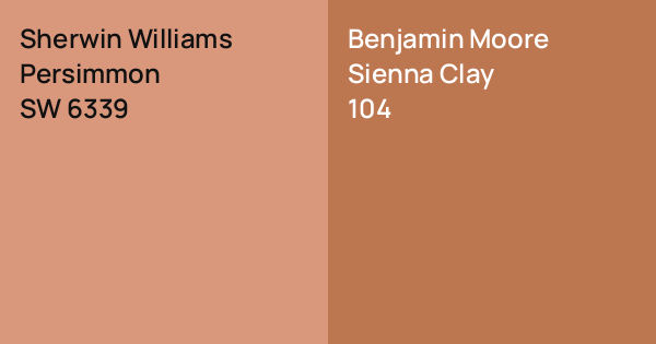 Sherwin Williams Persimmon vs. Benjamin Moore Sienna Clay comparison