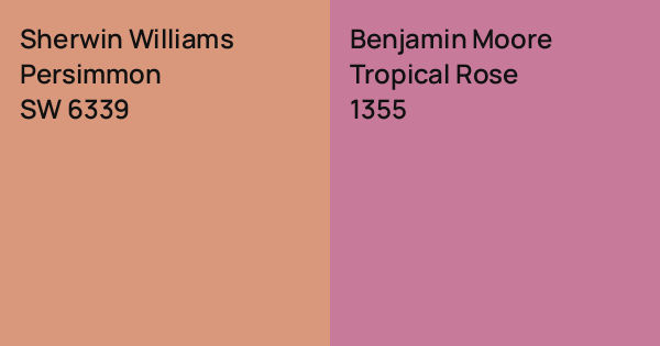 Sherwin Williams Persimmon vs. Benjamin Moore Tropical Rose comparison