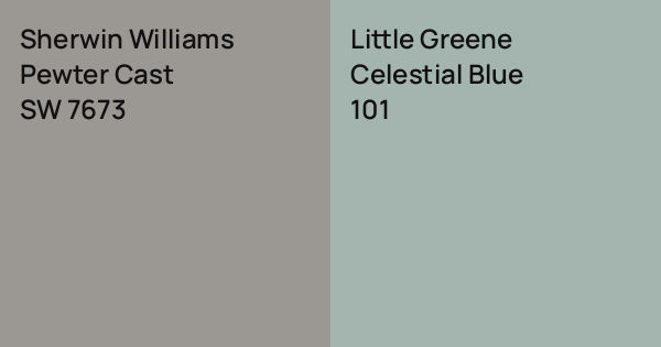 Sherwin Williams Pewter Cast vs. Little Greene Celestial Blue comparison
