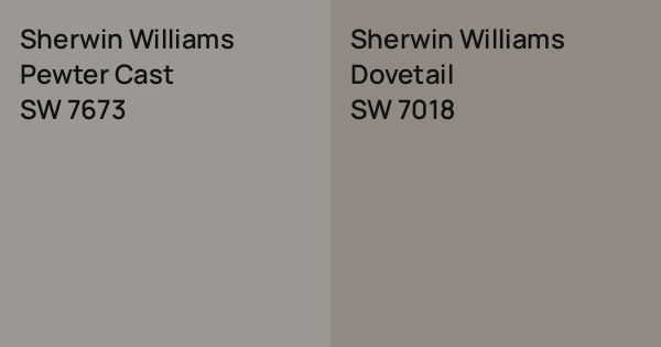 Sherwin Williams Pewter Cast vs. Sherwin Williams Dovetail comparison