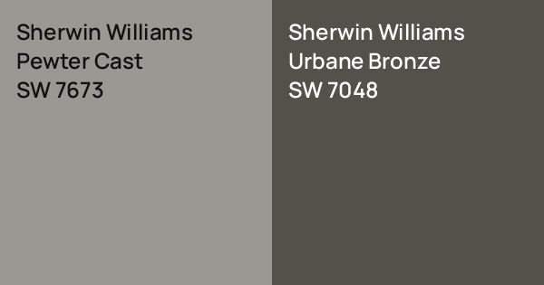 Sherwin Williams Pewter Cast vs. Sherwin Williams Urbane Bronze comparison