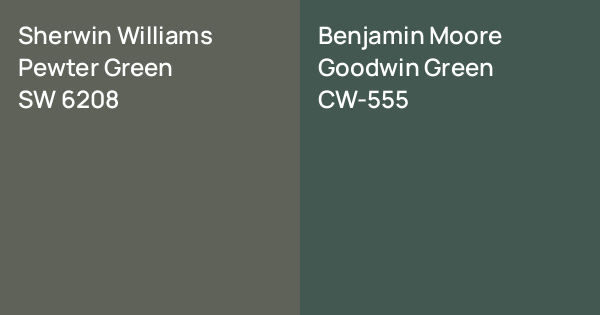 Sherwin Williams Pewter Green vs. Benjamin Moore Goodwin Green comparison
