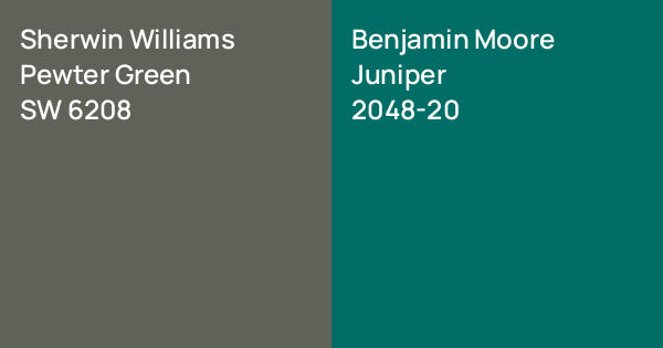 Sherwin Williams Pewter Green vs. Benjamin Moore Juniper comparison