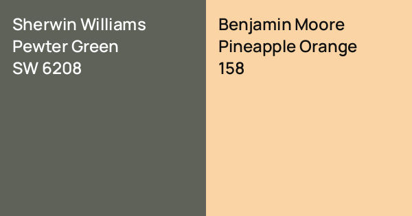 Sherwin Williams Pewter Green vs. Benjamin Moore Pineapple Orange ...