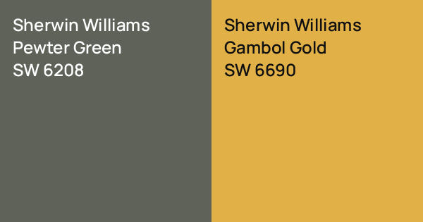 Sherwin Williams Pewter Green vs. Sherwin Williams Gambol Gold comparison