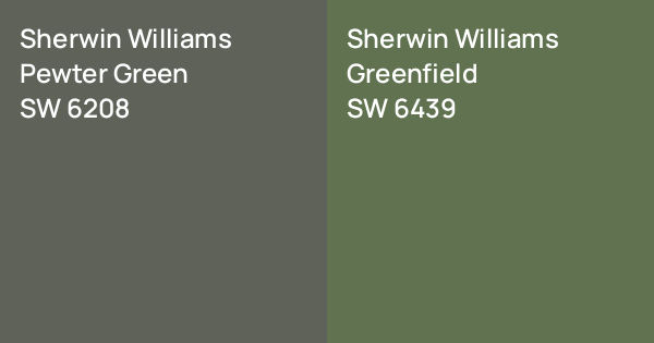Sherwin Williams Pewter Green vs. Sherwin Williams Greenfield comparison