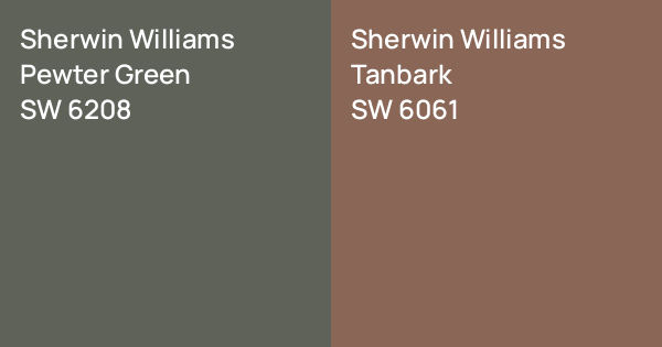 Sherwin Williams Pewter Green vs. Sherwin Williams Tanbark comparison