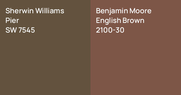 Sherwin Williams Pier vs. Benjamin Moore English Brown comparison
