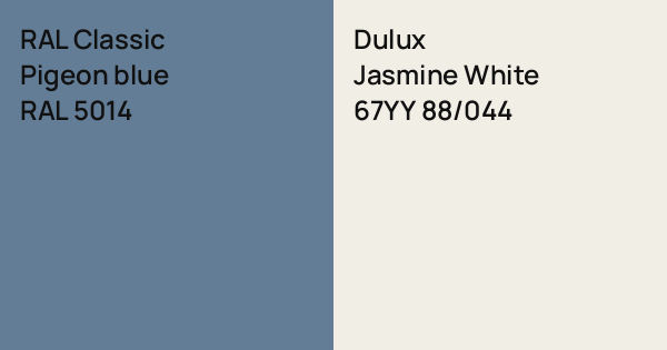 RAL Classic Pigeon blue vs. Dulux Jasmine White comparison