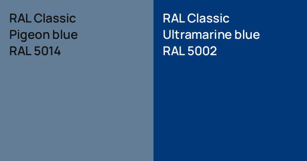 RAL Classic Pigeon blue vs. RAL Classic Ultramarine blue comparison